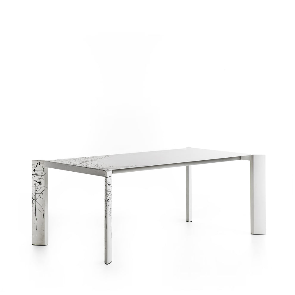 Minimalist Dripping Table Aluminium Extendable White Handpainted Pollo ...